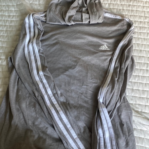 adidas | Tops | Adidas Light Grey Longsleevee With Hood | Poshmark